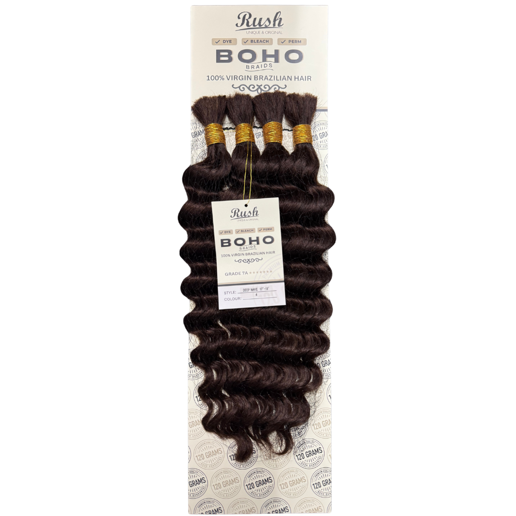 Rush 100% Virgin Brazilian Boho Braids Deep Wave Bulk Hair 17"–19" | Wigoos
