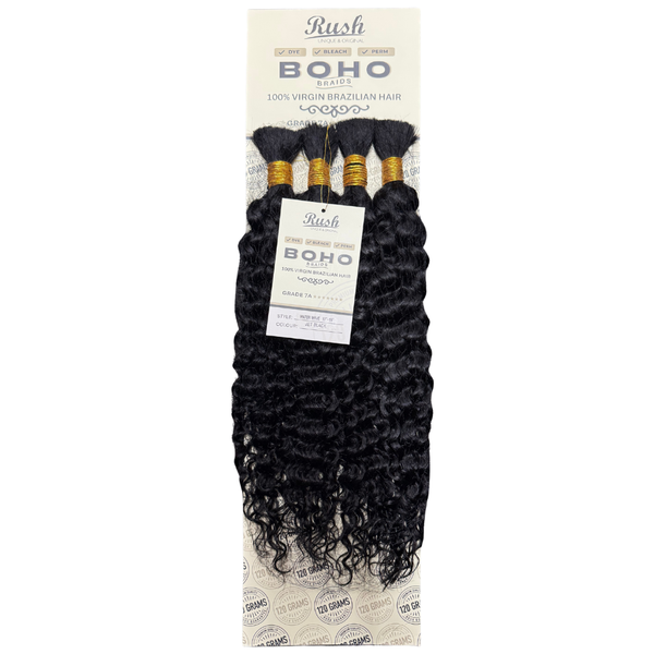 Rush 100% Virgin Brazilian Boho Braids Water Wave Bulk Hair 17"–19 ...